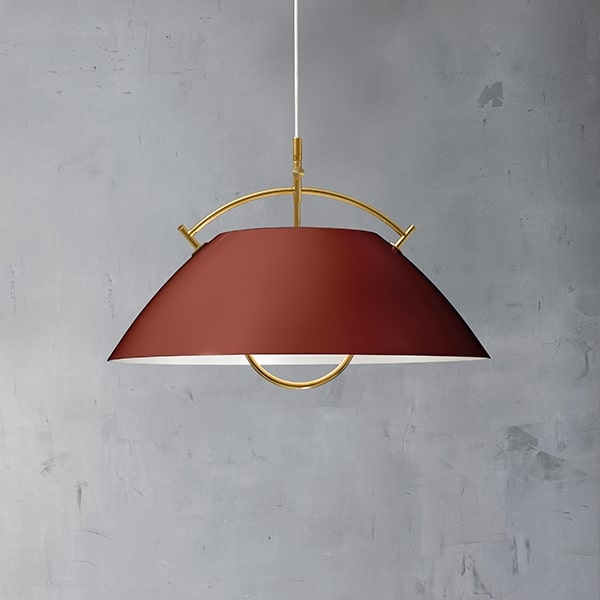 Pandul Wegner Hoist Pendant VinRed shade, Gold Brace - See the ...